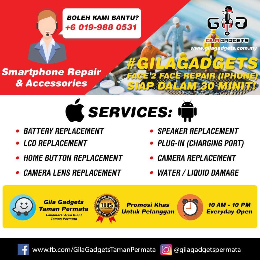 Skrin Huawei Nova 2i Retak Seribu - Taman Permata | Gila Gadgets